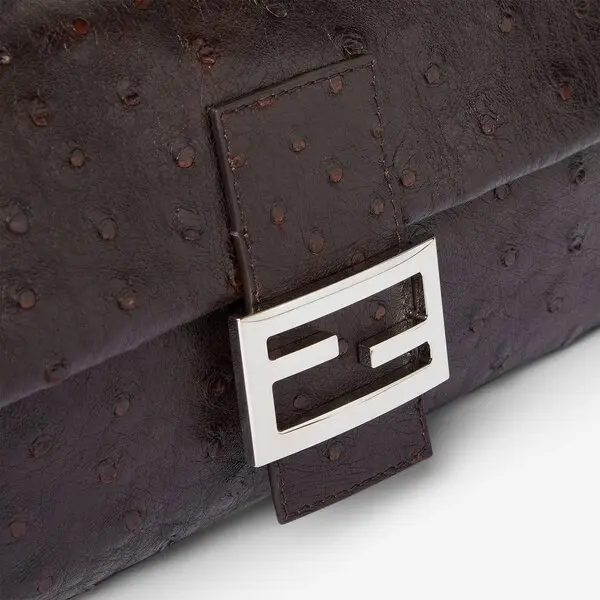 Fendi Baguette® 26424 Dark Brown Ostrich Leather Bag